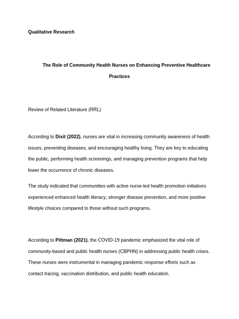 The Role of Community Health Nurses in Enhancing Preventive Healthcare ...