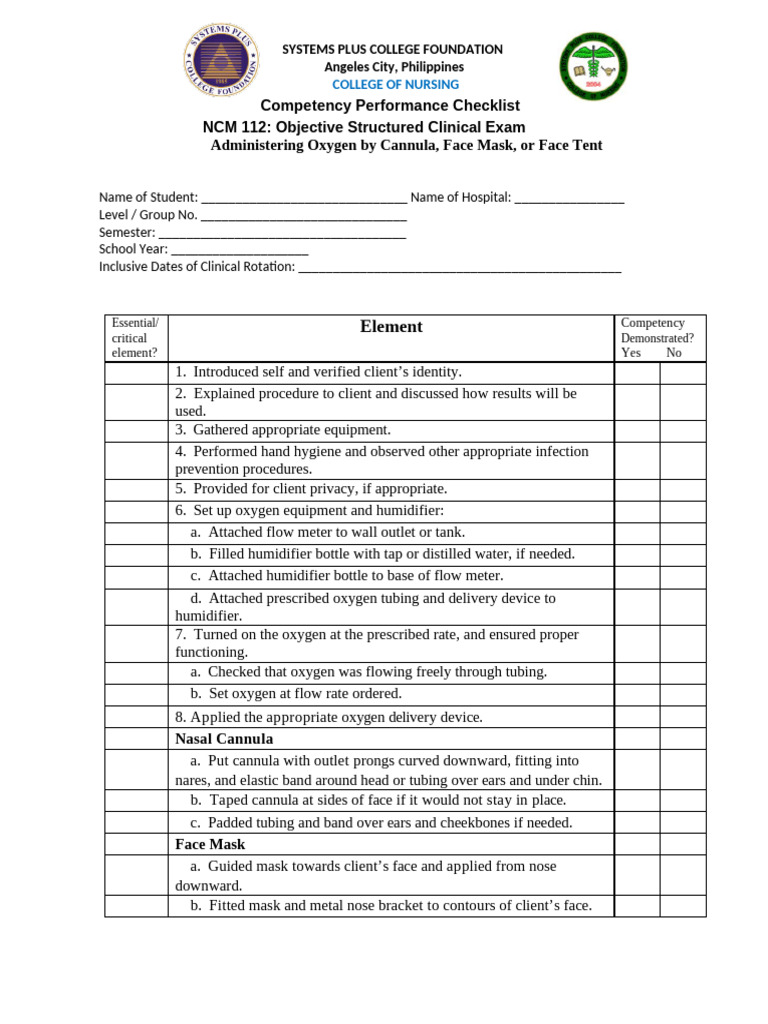 NEW Administering Oxygen by Cannula Face Mask or Face Tent | PDF