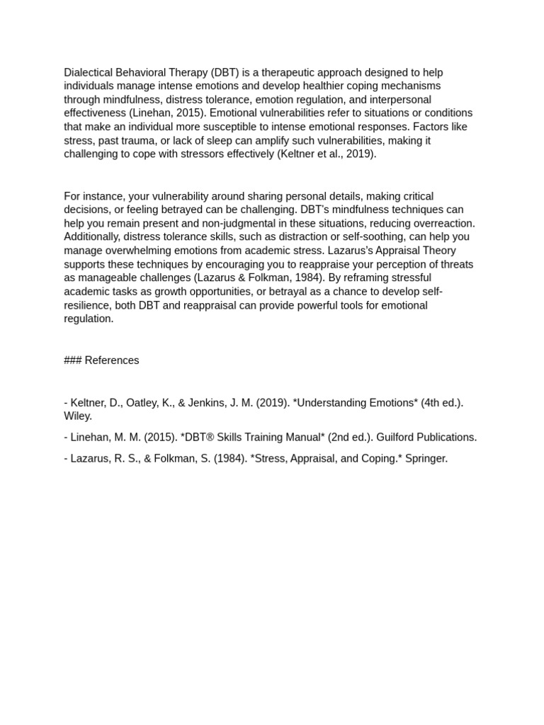 Dialectical Behavioral Therapy Discussion | PDF