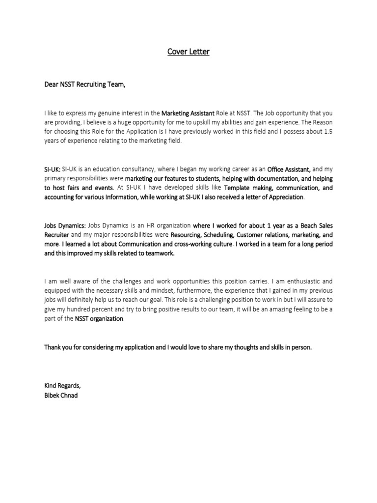 Cover Letter Bibek Chand .PDF | PDF