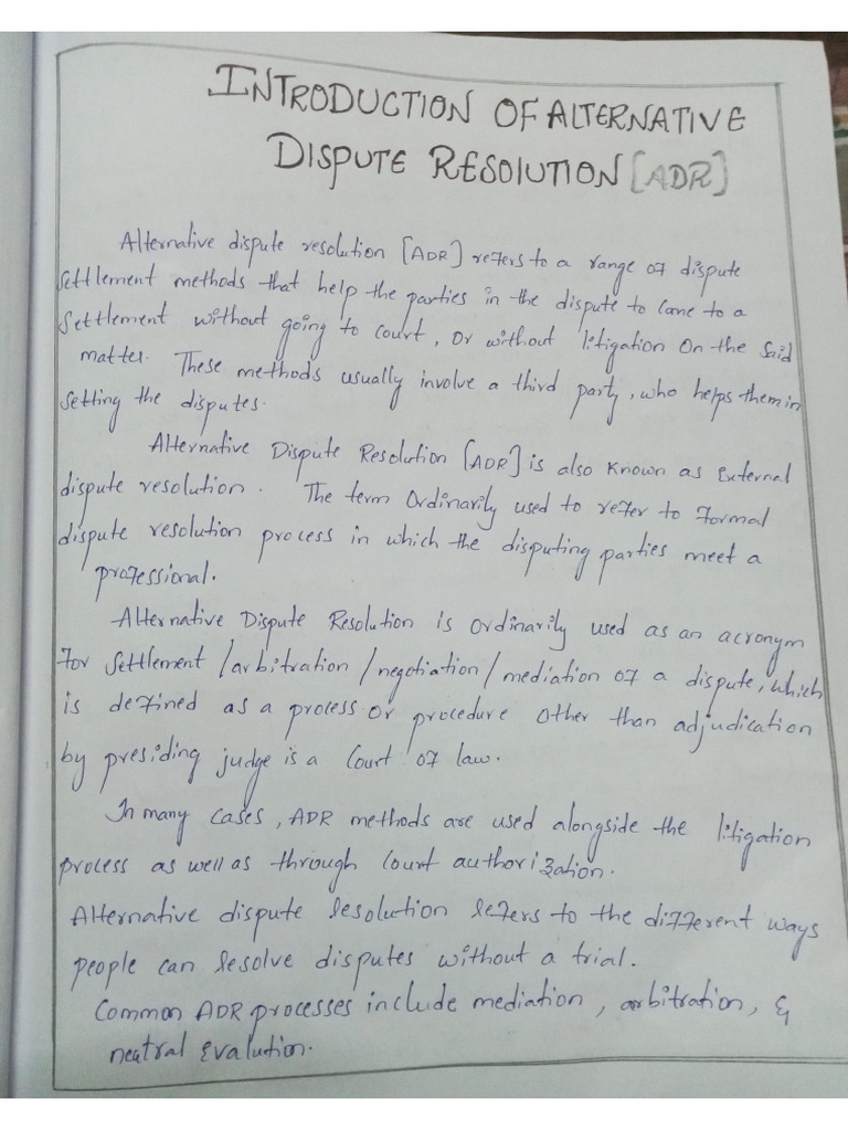 Alternative Dispute Resolution Record | PDF