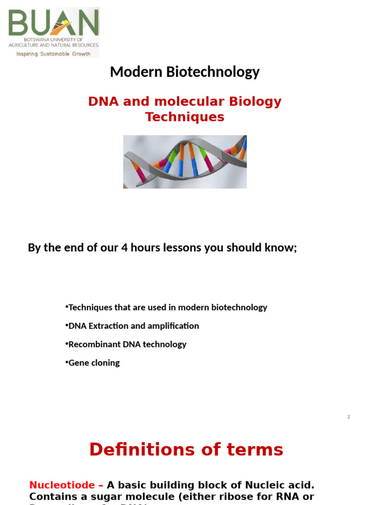 Modern Biotechnology Techniques Overview | PDF | Rna | Lysis