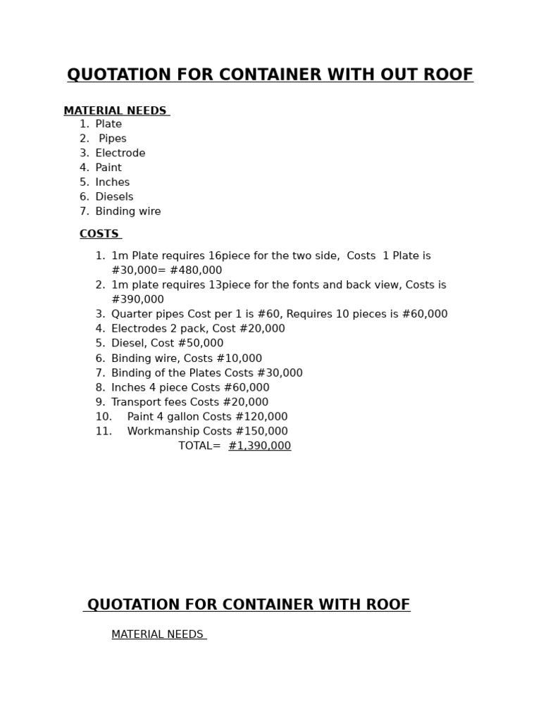 Quotation For Container | PDF