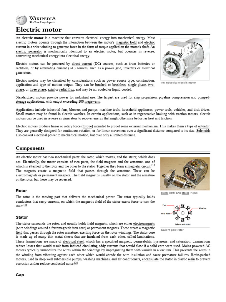 Electric Motor | PDF | Electric Motor | Electrical Components