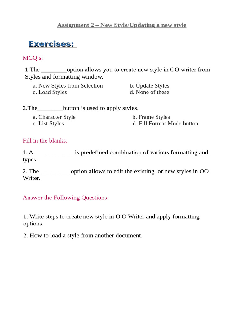 OO Writer Style Creation Guide | PDF