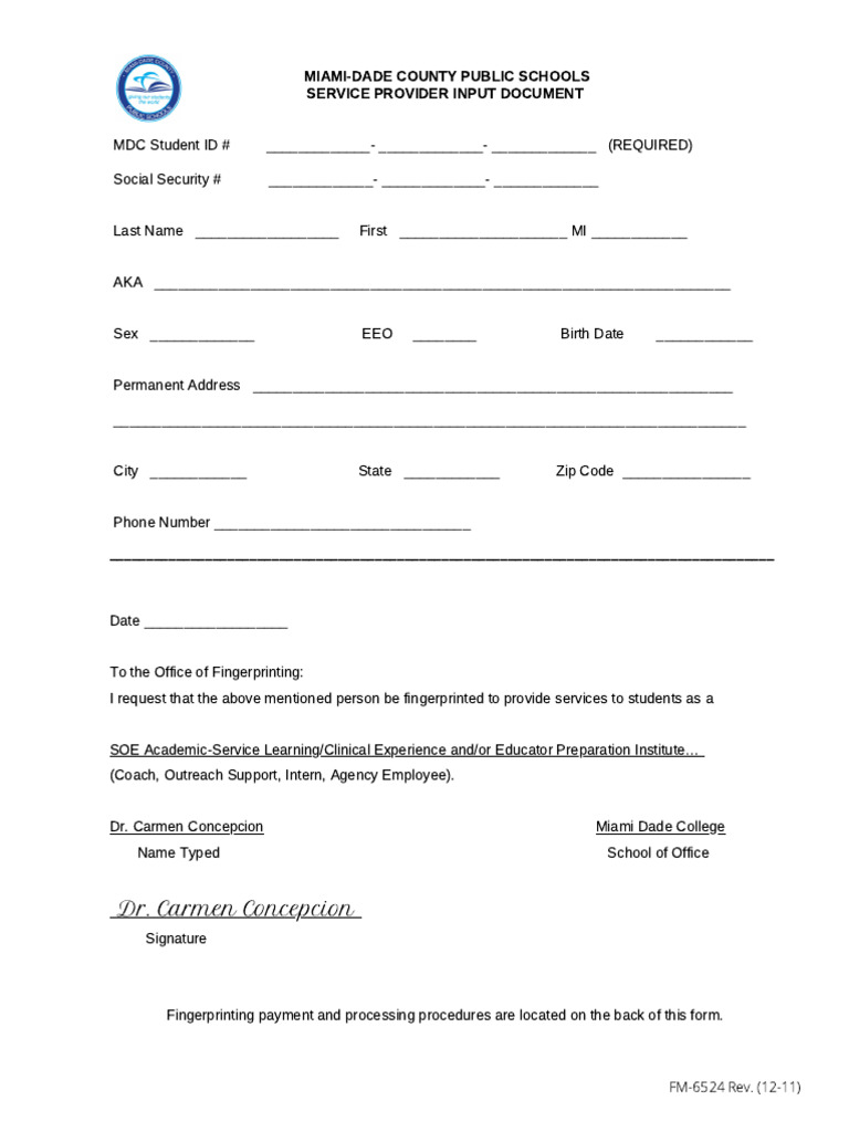 Service Provider Input Document | PDF