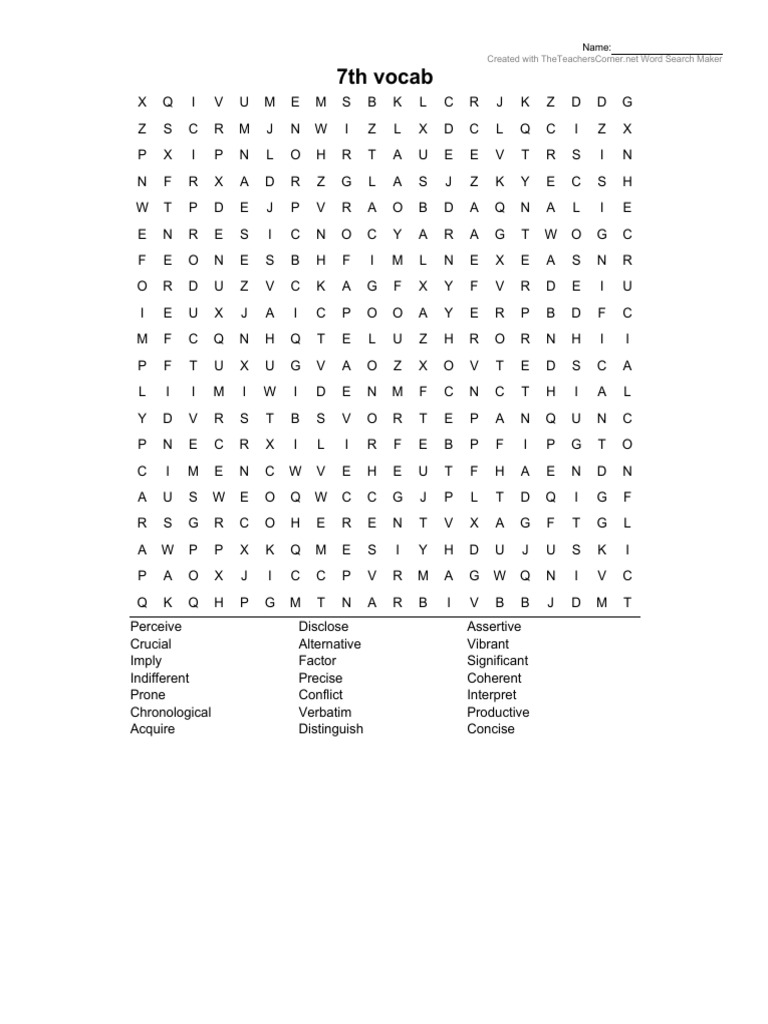 7th Vocab: Name | PDF