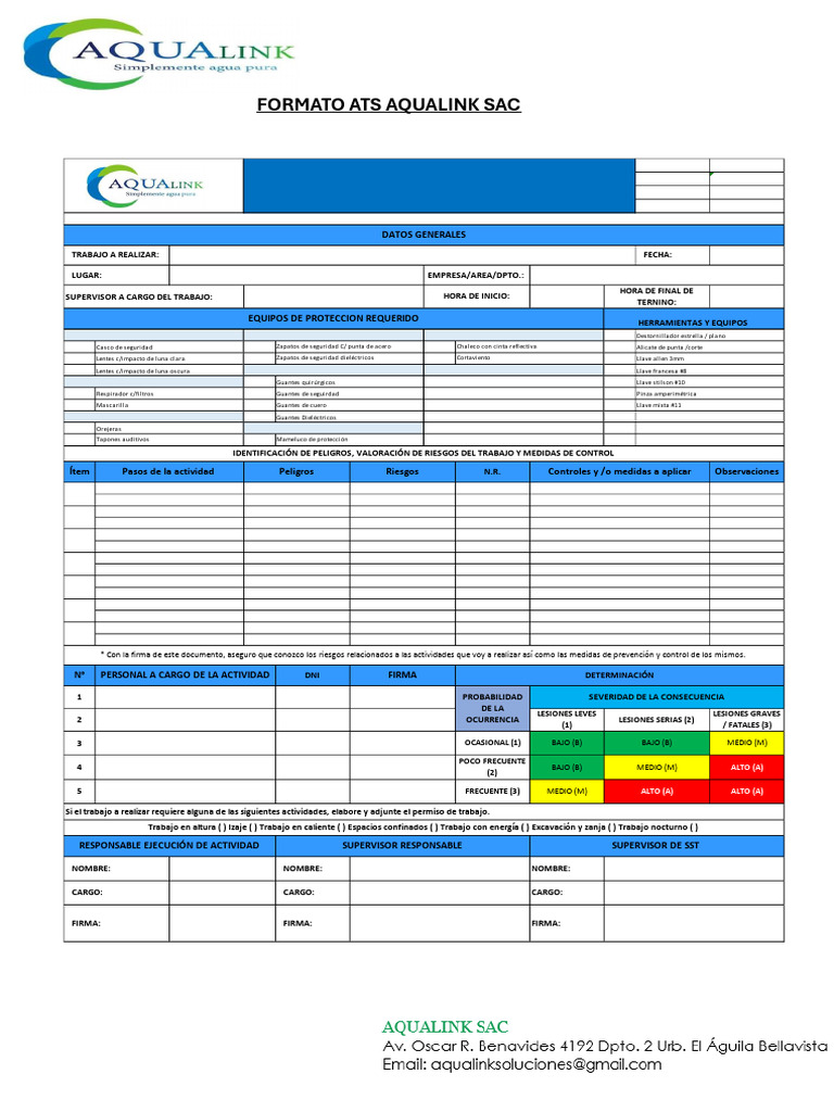 Formato Ats Aqualink Sac | PDF