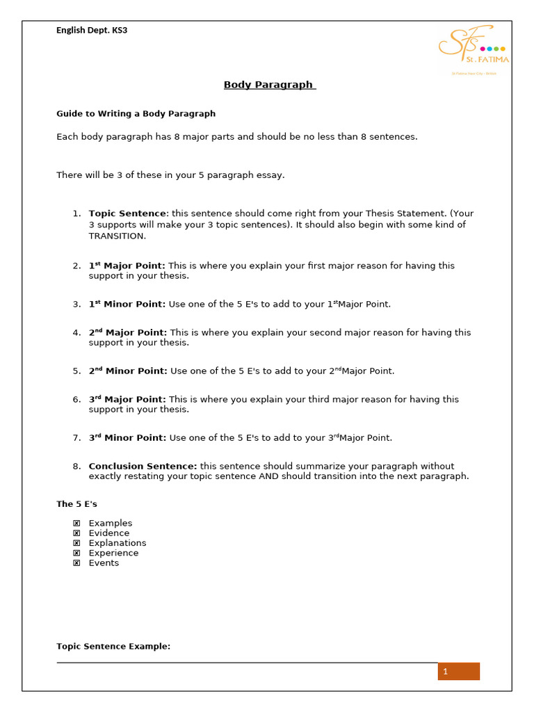 3 Writing A Body Paragraphm11Wr | PDF | Spanish Language