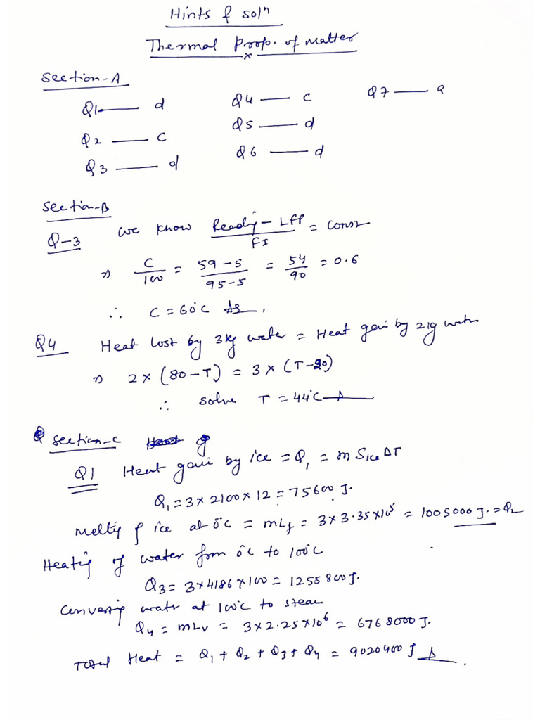 Solution of Thermal Properties of Matter | PDF