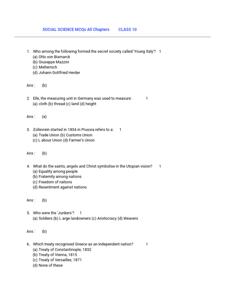 1000 MCQs Class X | PDF | Mahatma Gandhi