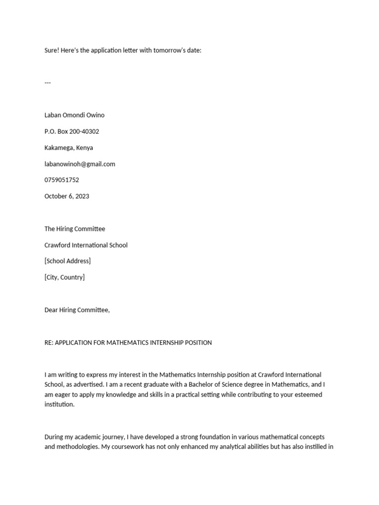 Application Letter | PDF