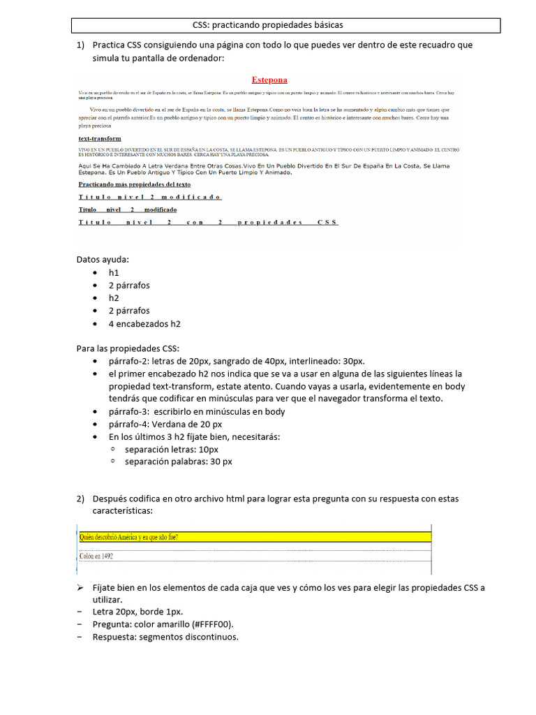 Práctica CSS: Propiedades Básicas | PDF