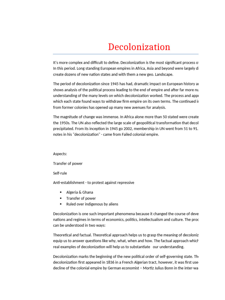 DECOLONIZATION 2.0 | PDF | Decolonization | Africa