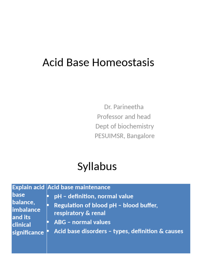 Acid-Base Homeostasis Explained | PDF | Ph | Buffer Solution