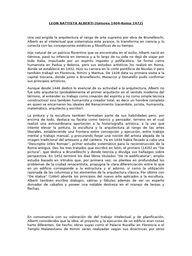 Legado de Leon Battista Alberti en Arquitectura | PDF