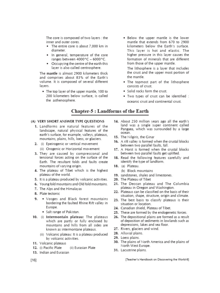 5 Chapter New Book Land Forms | PDF | Plateau | Mountains