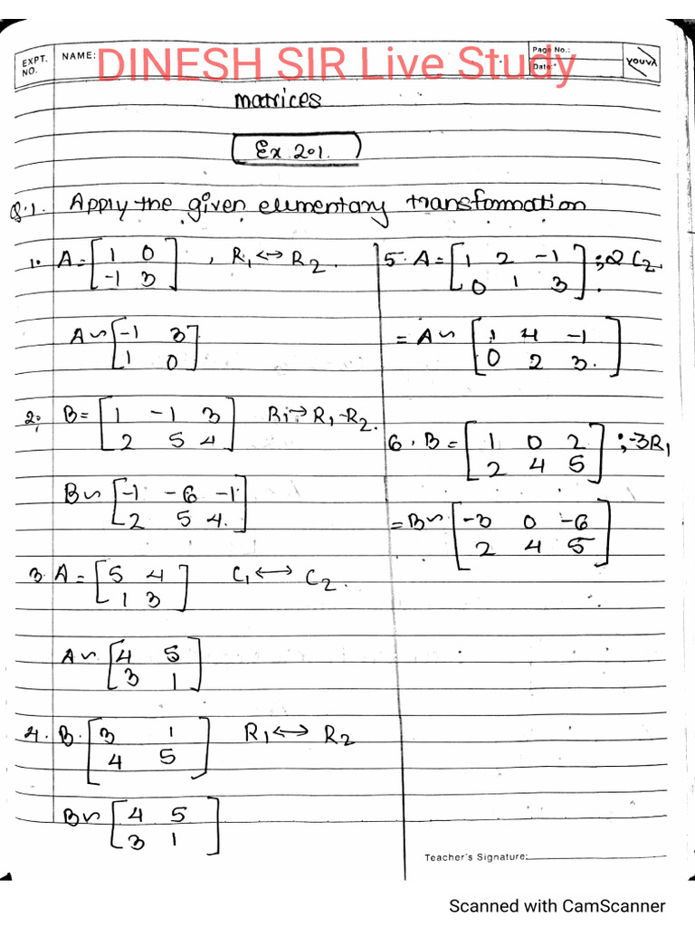 2.matrices Solution 2020 | PDF