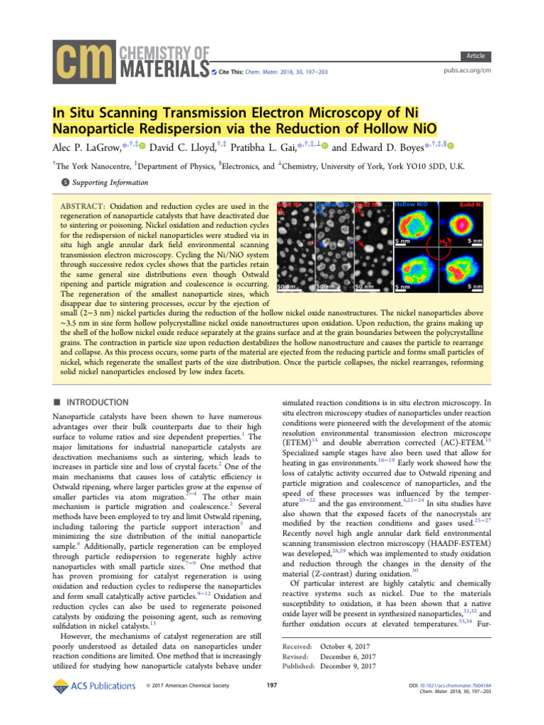 Lagrow Et Al 2017 in Situ Scanning Transmission Electron Microscopy of ...