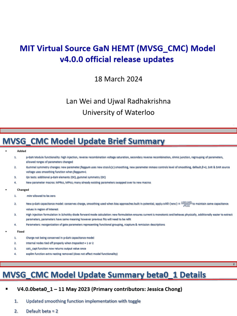 MVSG GaN Updates For v4.0.0 | PDF | Diode | Electronics