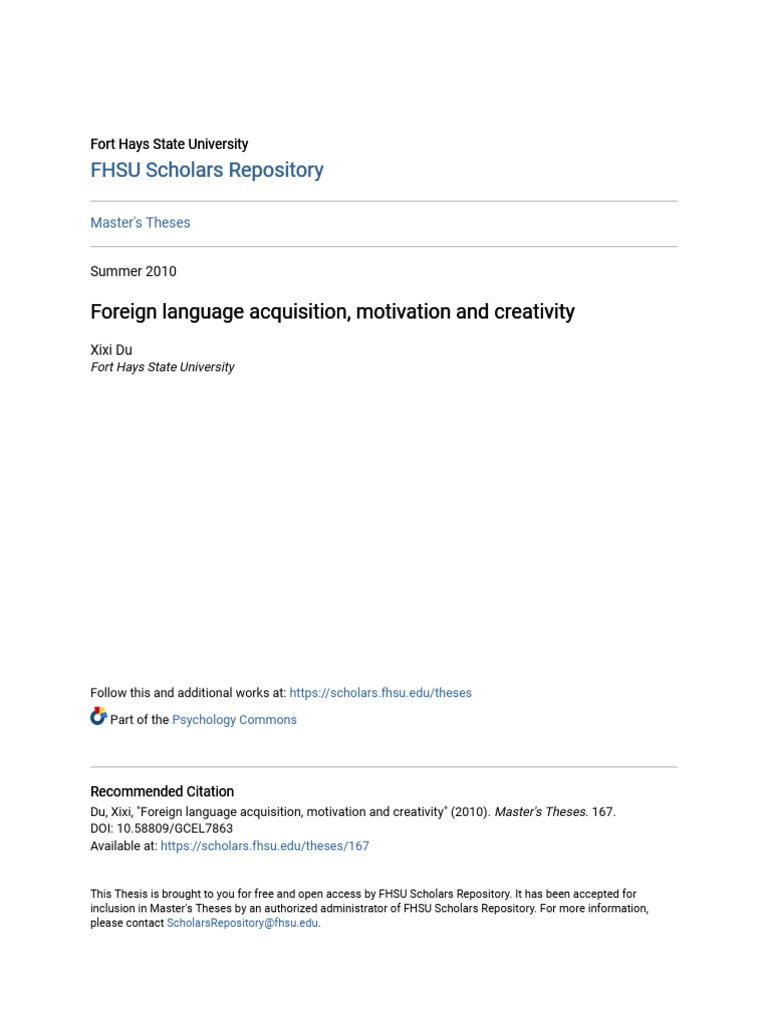 Foreign Language Acquisition Motivation and Creativity - THESIS | PDF ...
