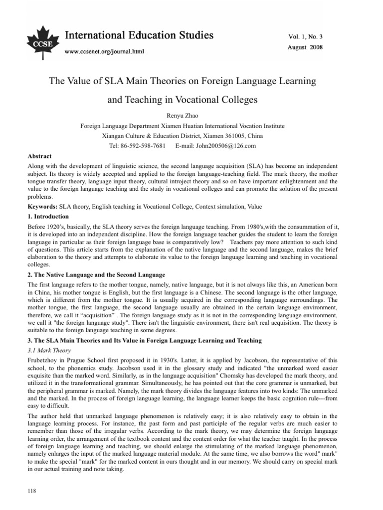 Value of SLA Main Theories On Foreign Language Learning | PDF | Second ...