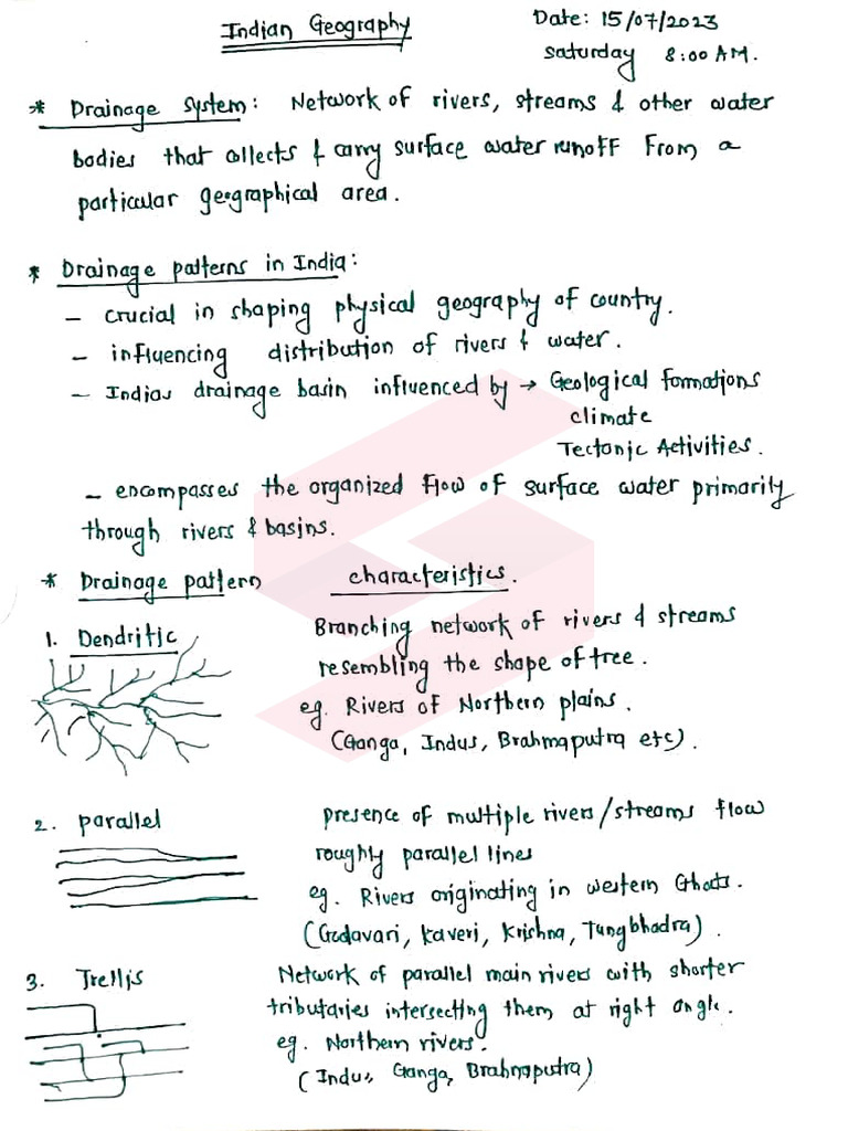 Indian Drainage System - 01 - Handwritten Class Notes | PDF | Indus River