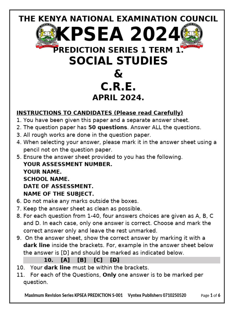 Kpsea Pred S001-Social Studies-Cre. | PDF | Kenya | Tanzania