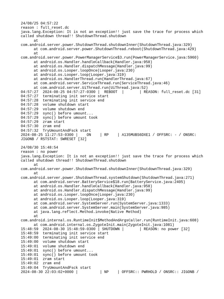 Android Shutdown and Reboot Logs | PDF | Computer Science | Software Development
