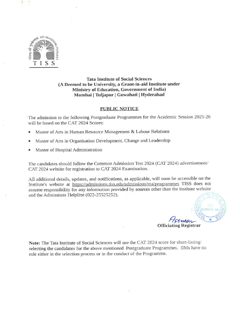 TISS Website Notification | PDF