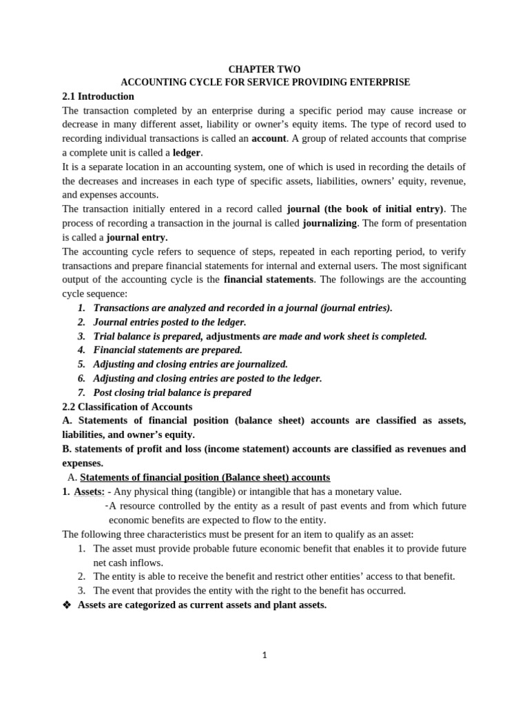 CH-2 - Accounting cycle for service providing company | PDF | Debits And Credits | Deferral