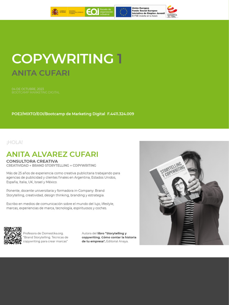 00 Clases 1 y 2 EOI - Bootcamp -MK Digital - Copywriting | PDF | Marketing | Redaccion