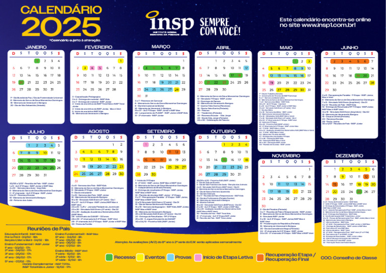 calendário INSP 2025 | PDF