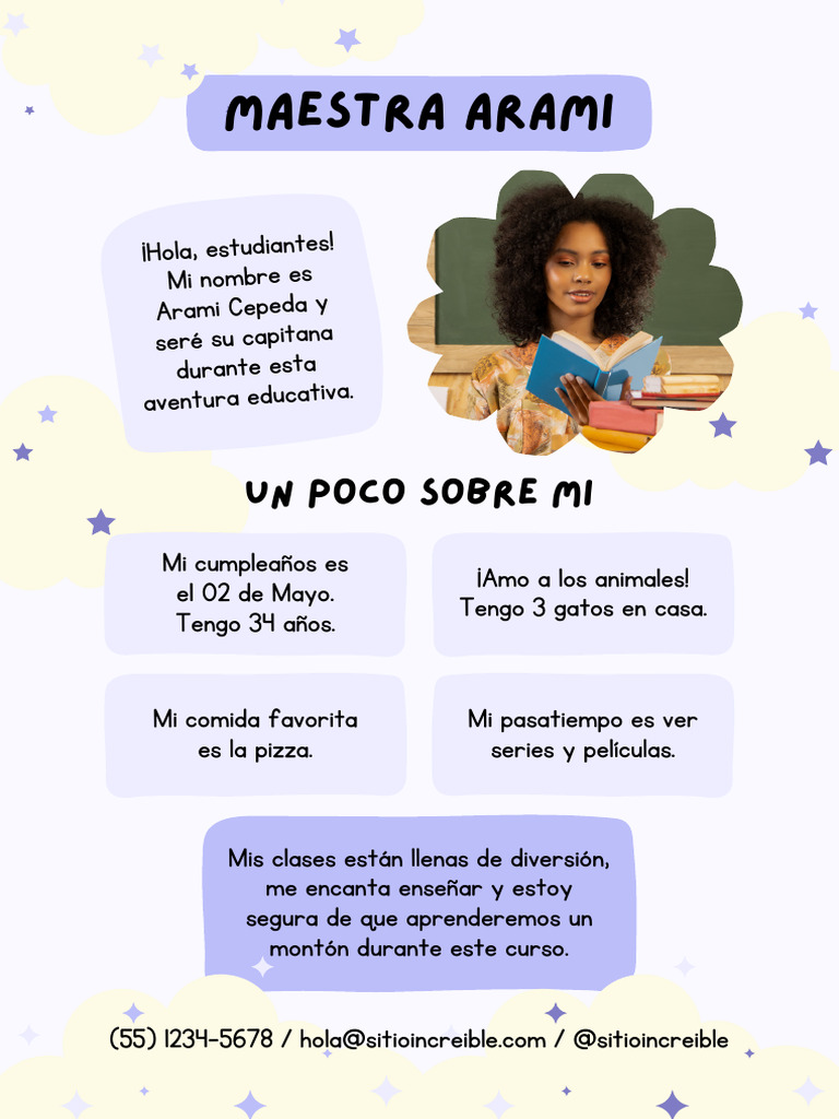 Conoce A Tu Docente Maestra Ilustrado Morado | PDF