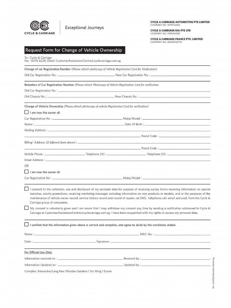 Request Form For Change of Ownership | PDF