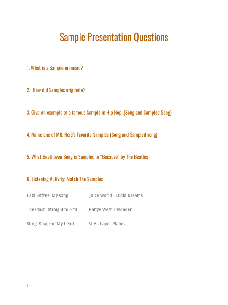 Sample Presentation Questions | PDF