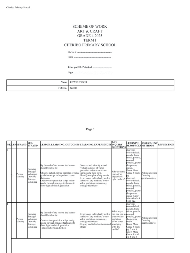 ART & CRAFT - Grade 4 - Term-I | PDF | Pencil | Pastel
