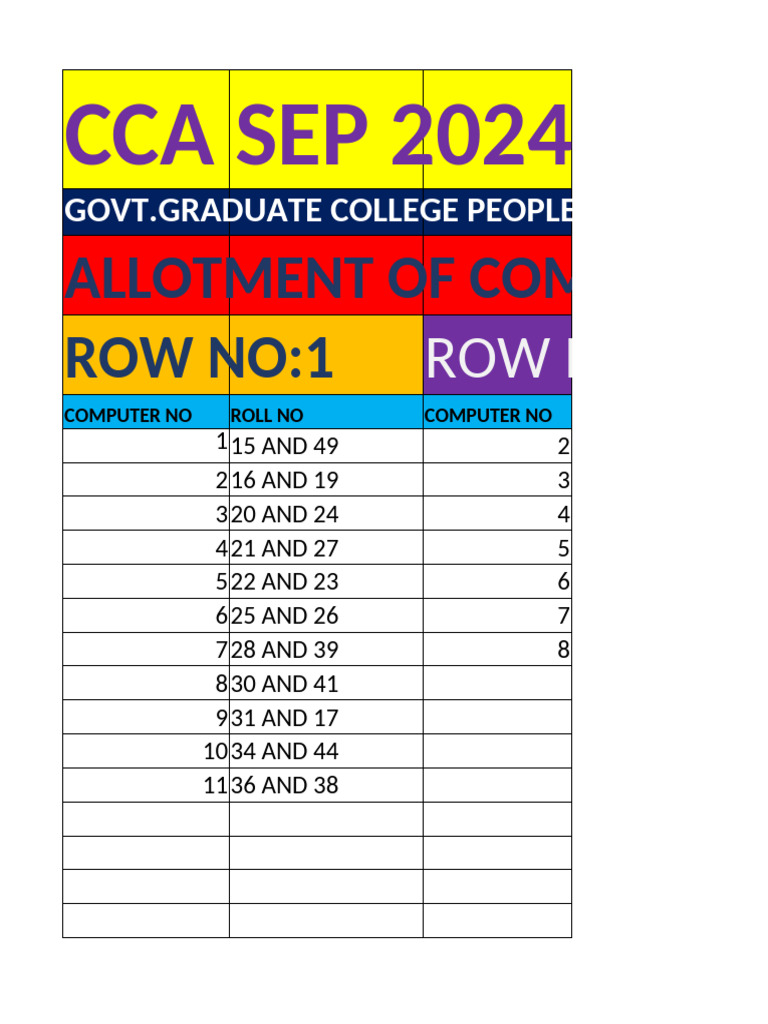 Computer Allotment for CCA SEP 2024 | PDF