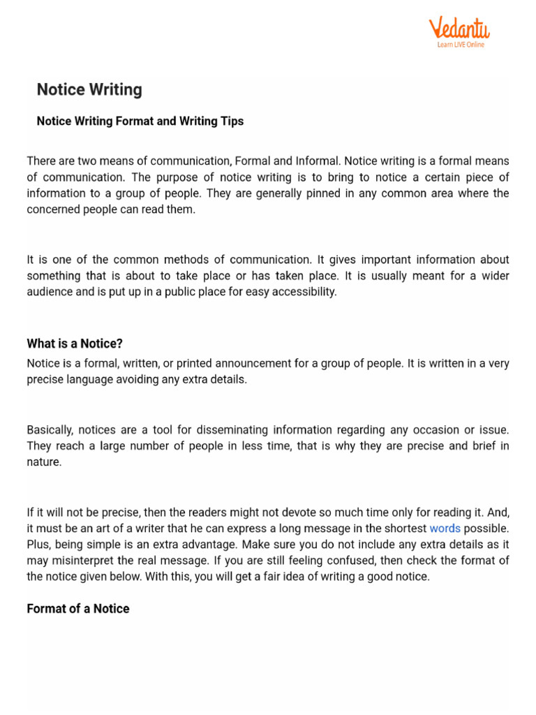 Notice Writing | PDF
