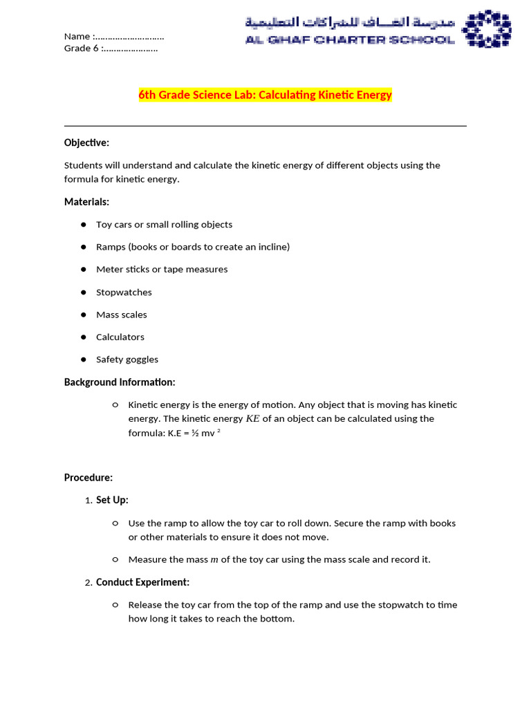 Calculate Kinetic Energy | PDF