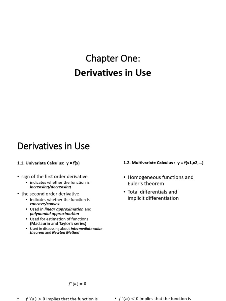 Chapter 1 (Derivatives in Use) | PDF | Function (Mathematics) | Derivative