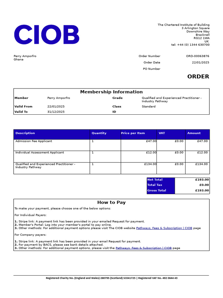 Ciob Order | PDF | Value Added Tax | Payments