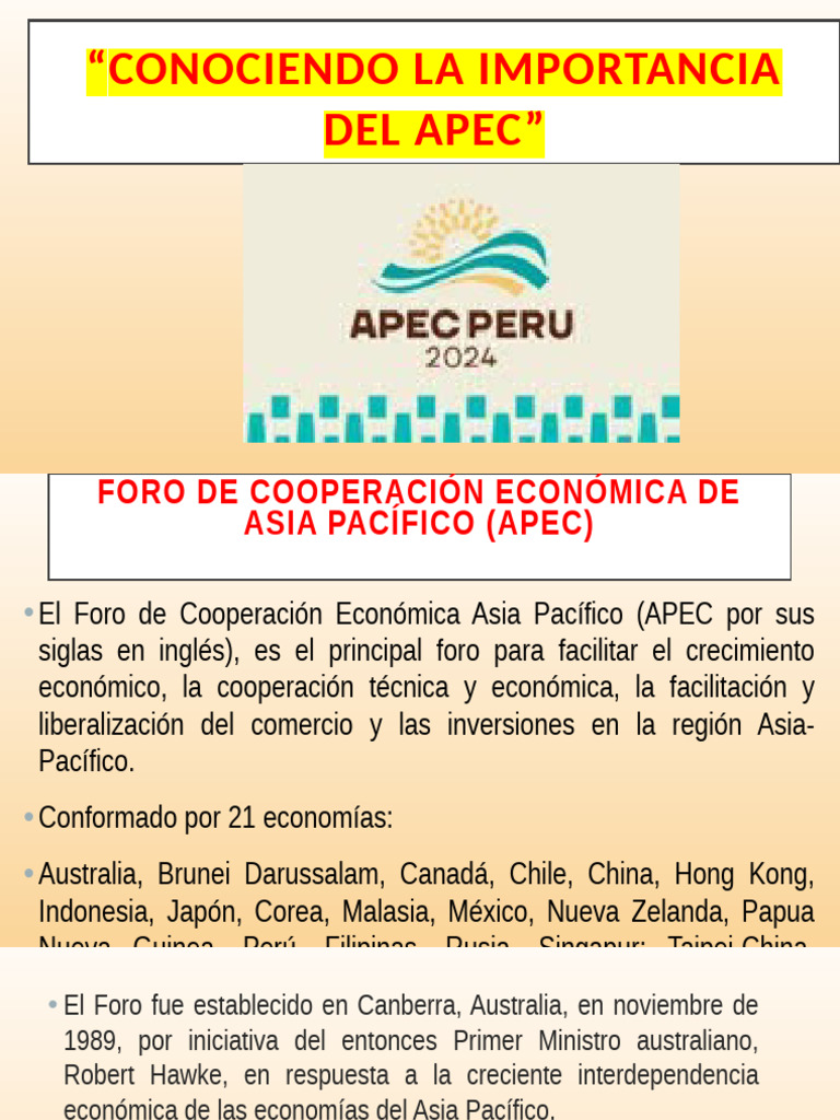 Conociendo La Importancia Del Apec | PDF | Cooperacion economica Asia Pacifico | Economias