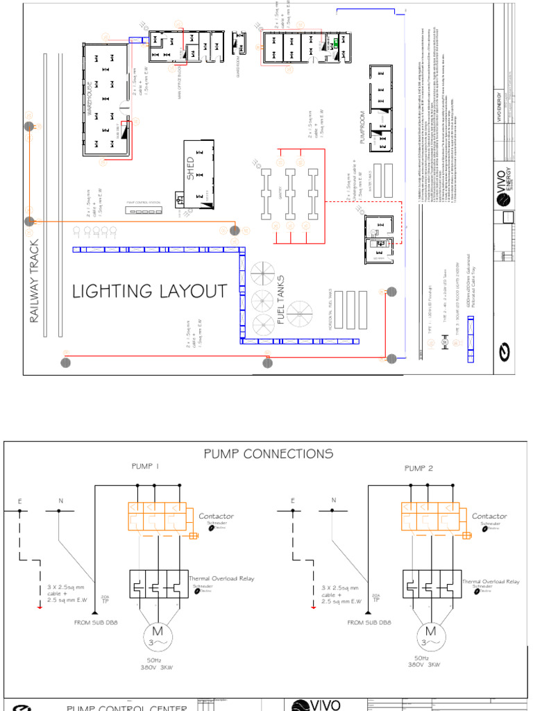 Lighting Layout and Pump Connections | PDF | Wire | Electrical Components