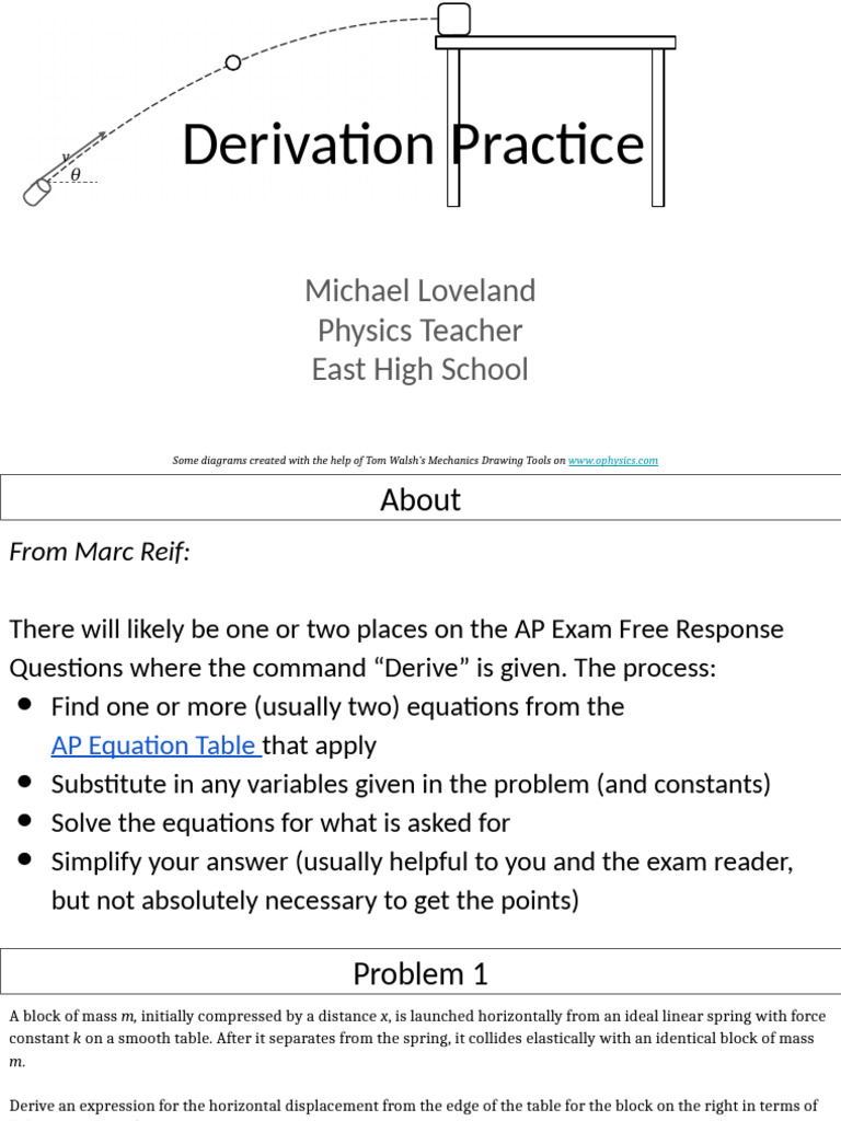 AP Physics Derivation Practice Problems | PDF | Orbit | Force