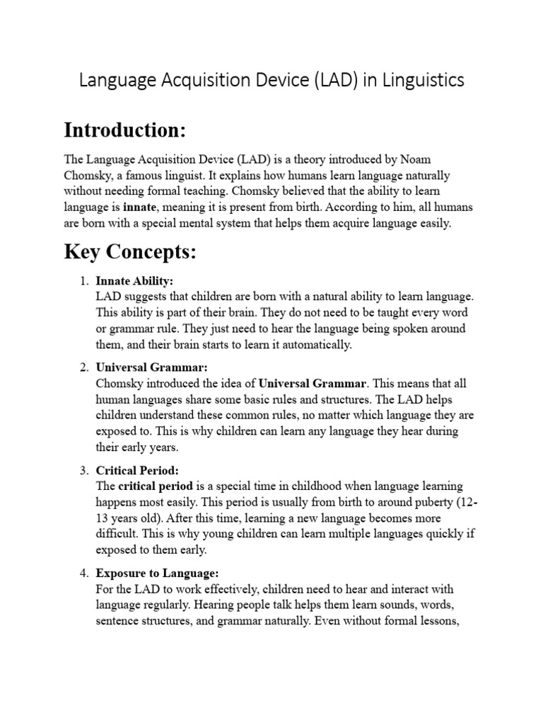 Understanding the Language Acquisition Device | PDF | Language ...