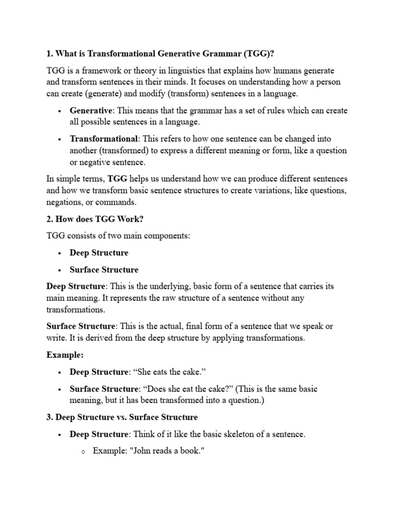 Transformational Generative Grammar (TGG | PDF | Phrase | Syntax