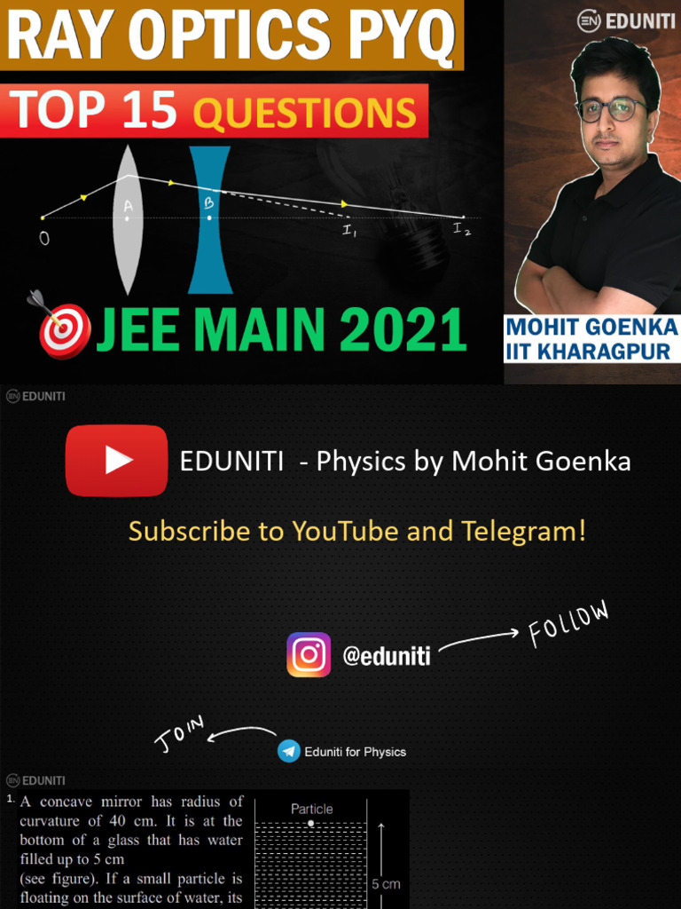 JEE Top PYQs_Ray Optics_Eduniti | PDF