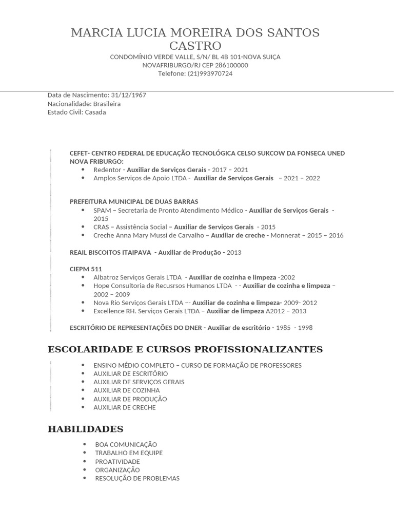 Marcia Lucia Moreira Dos Santos Castro | PDF