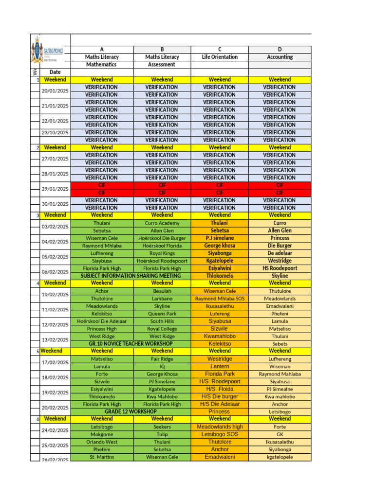 Annexure - Term 1 Fet Visit Schedule - 2025 | PDF